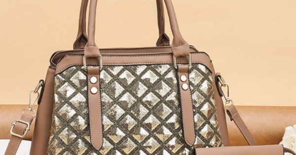 Buy Luxury Sequin Two Piece Handbag Set-Brown | Fashion | DressFair.com